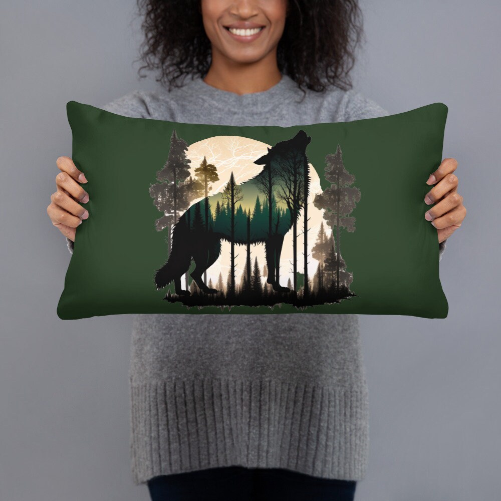 Alpha Wolf Pillow, Wolf Throw Pillow, Animal Pillow, Wolf Gift, Howling ...