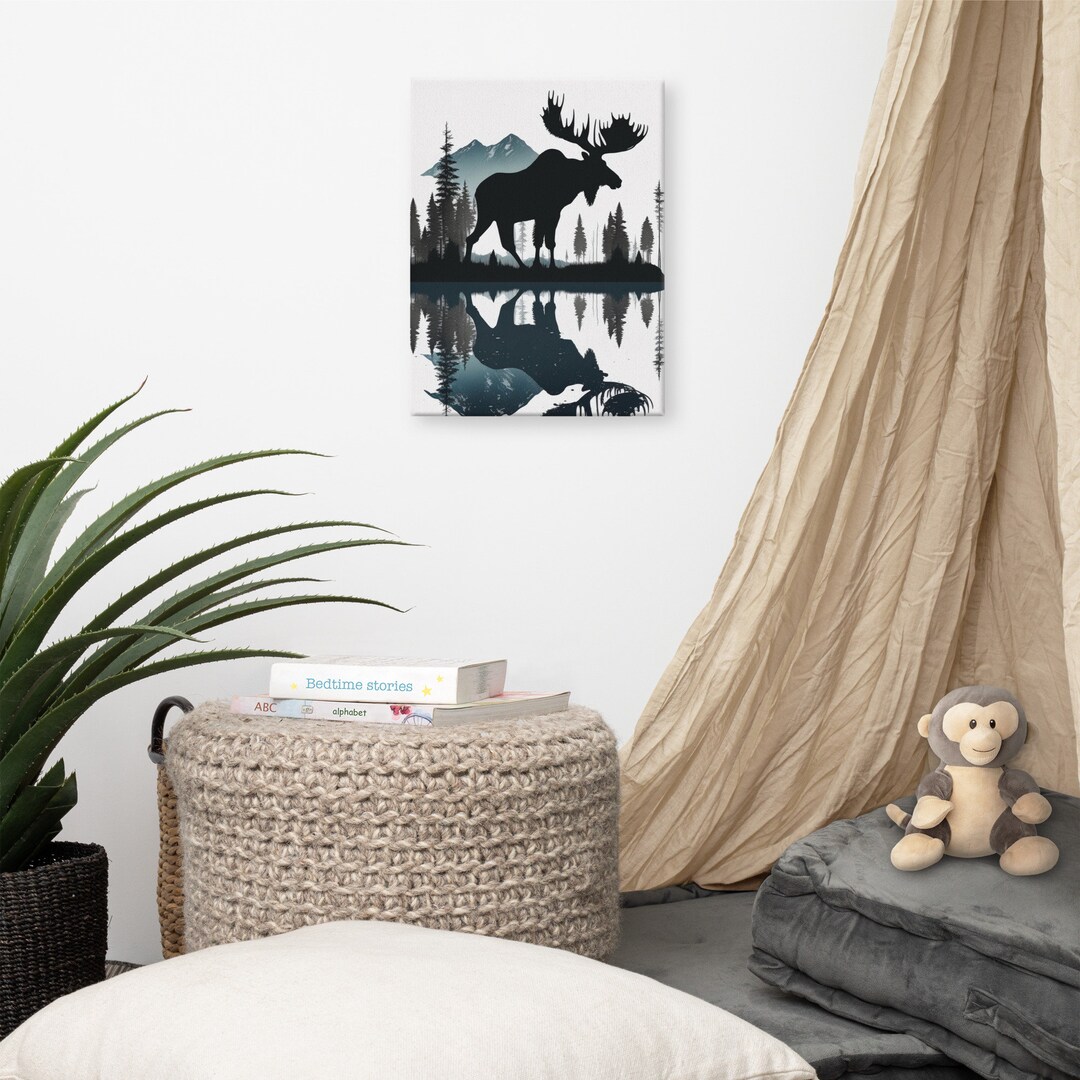 Moose Backdrop Wall Art, Moose & Woods, Retro Moose, Moose Lover Gift ...