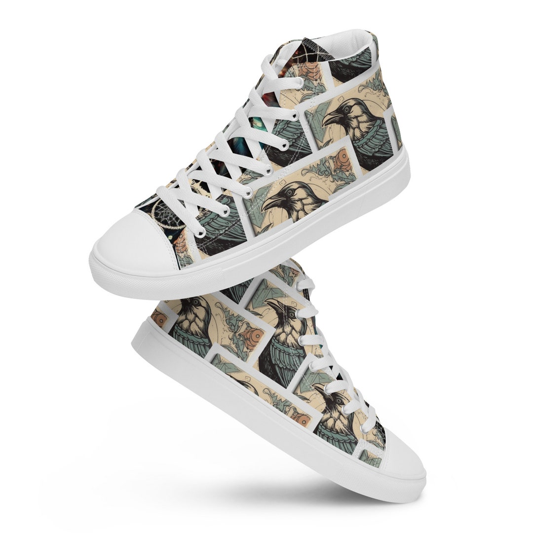Raven Dream High Top Shoes, Ladies Sneakers, Goth Custom Shoes, Edgar ...