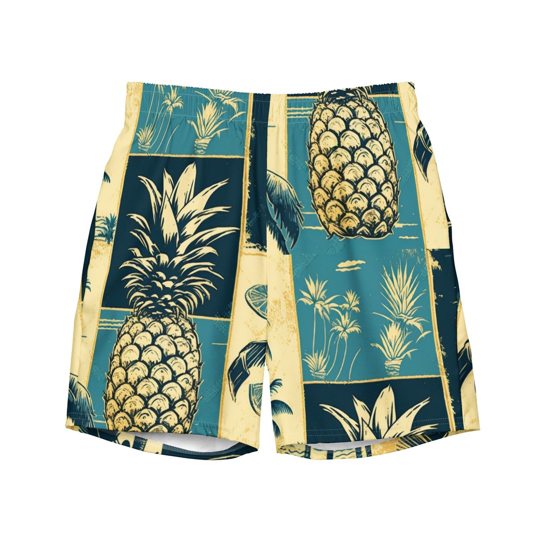 80s Swimsuit, Pineapple Swimming, Men's Swim Trunks, Summer Swimwear ...
