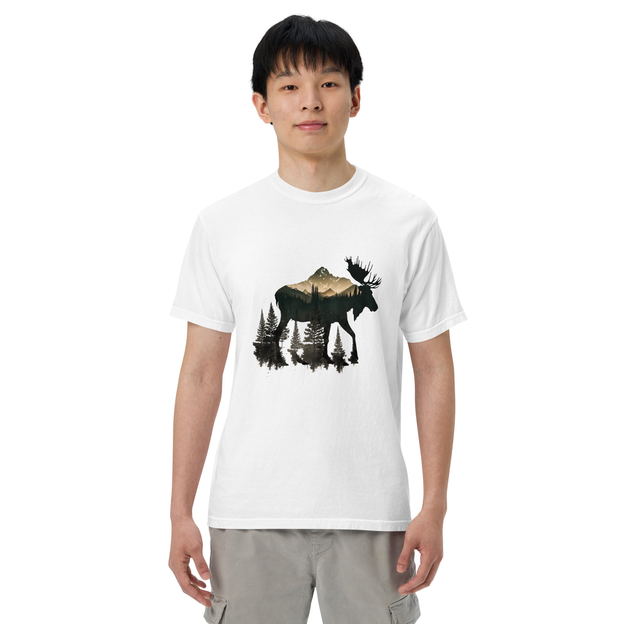 Moose Silhoutte T-shirt, Moose & Woods, Retro Moose, Moose Lover Gift ...