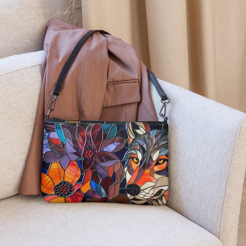 Stained Glass Wolf Crossbody Bag Purse - Etsy