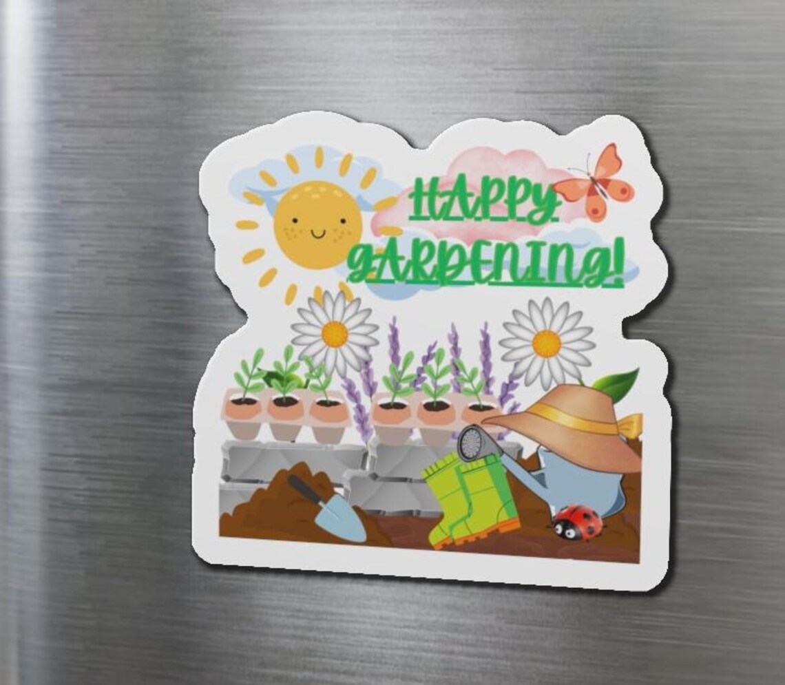 Die-cut Magnets With Fun Garden Print, Happy Gardening, New Design ...