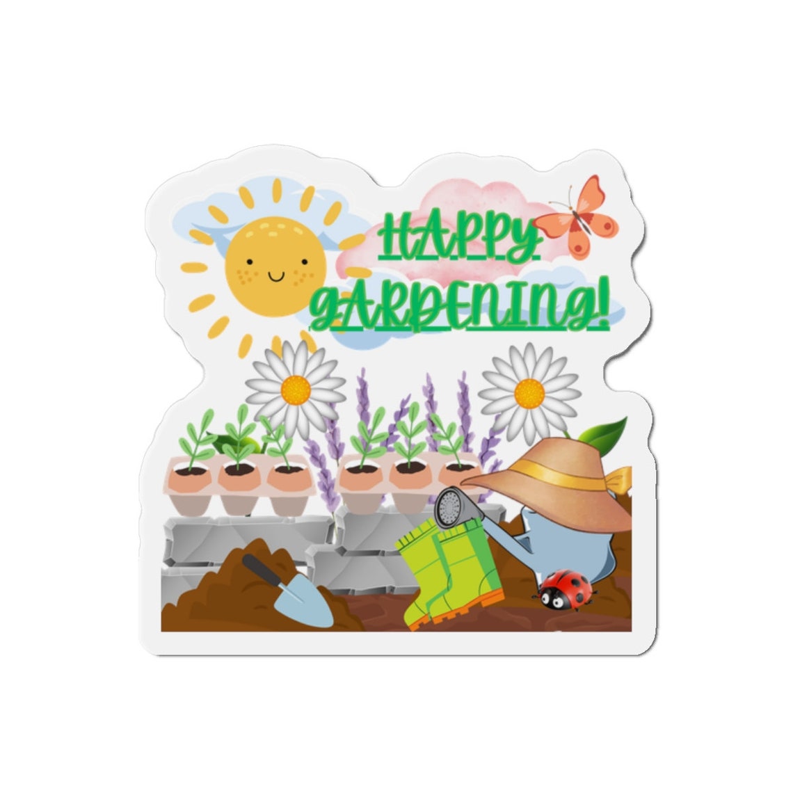 Die-cut Magnets With Fun Garden Print, Happy Gardening, New Design ...