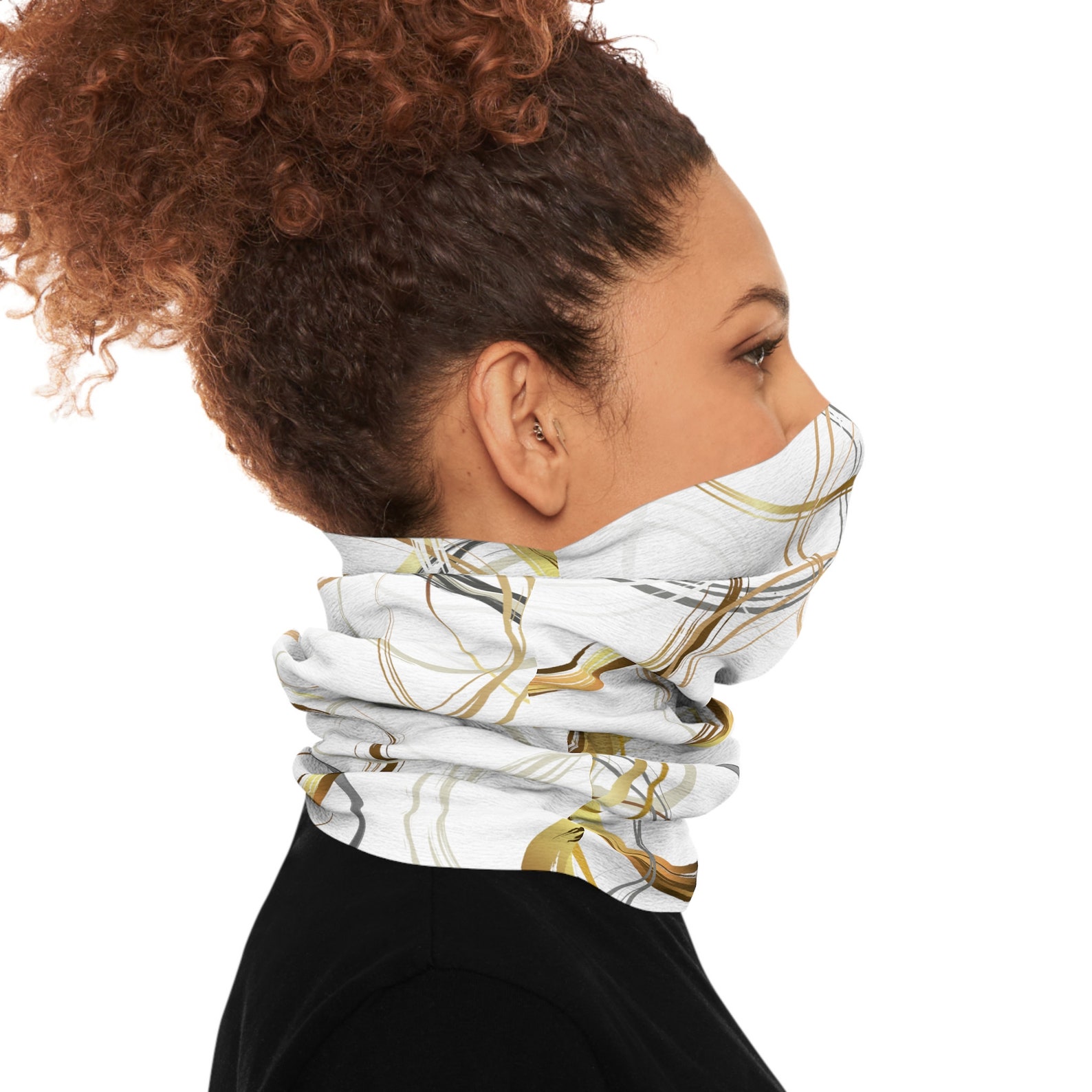 Tube Scarf, Gator With Original Digital Geometric Art, Gold Rings - Etsy