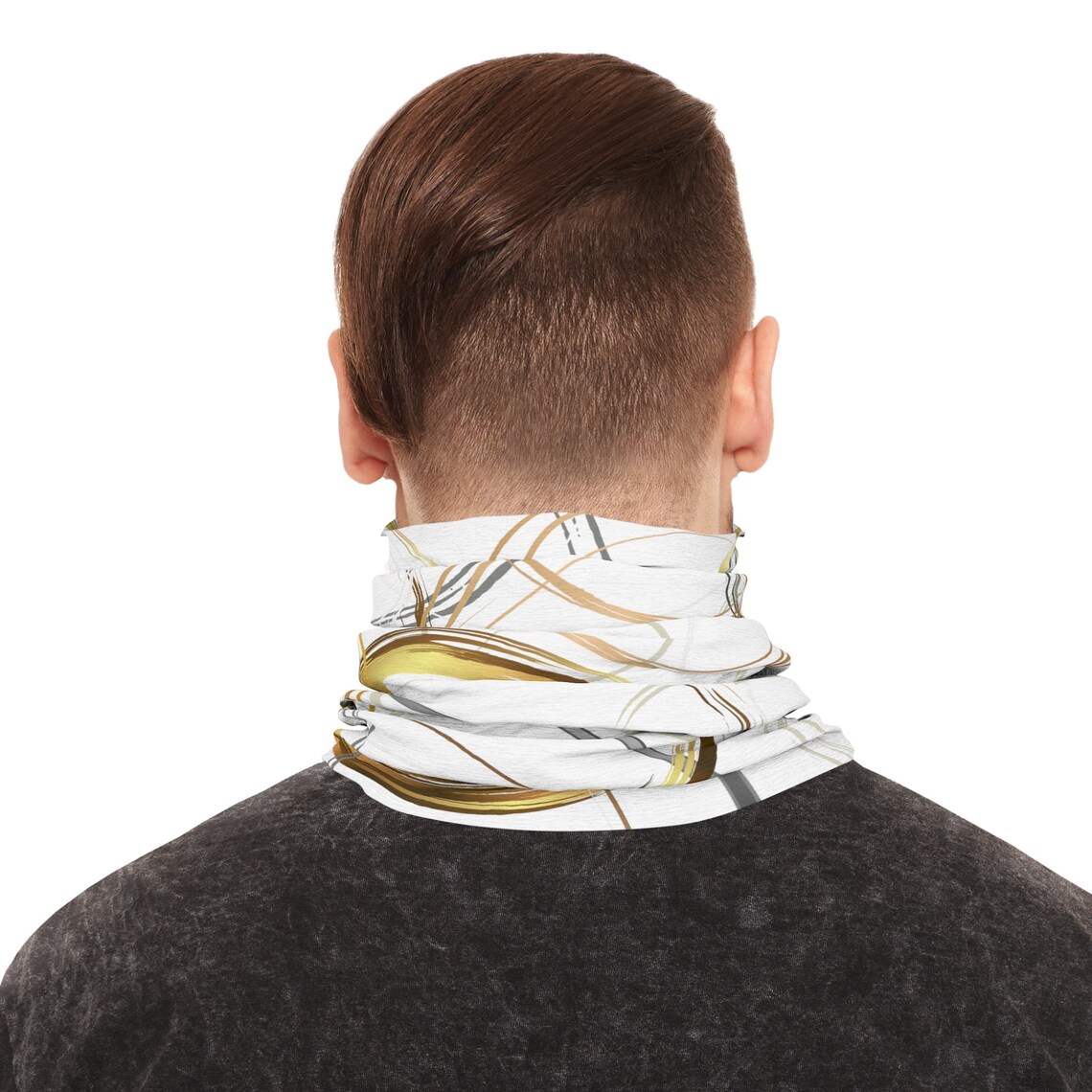 Tube Scarf, Gator With Original Digital Geometric Art, Gold Rings - Etsy