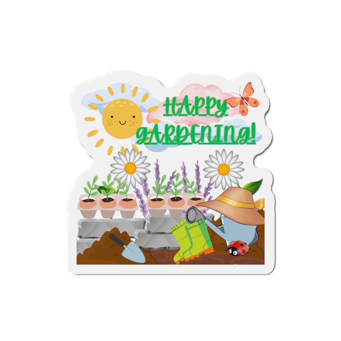 Die-cut Magnets With Fun Garden Print, Happy Gardening, New Design ...
