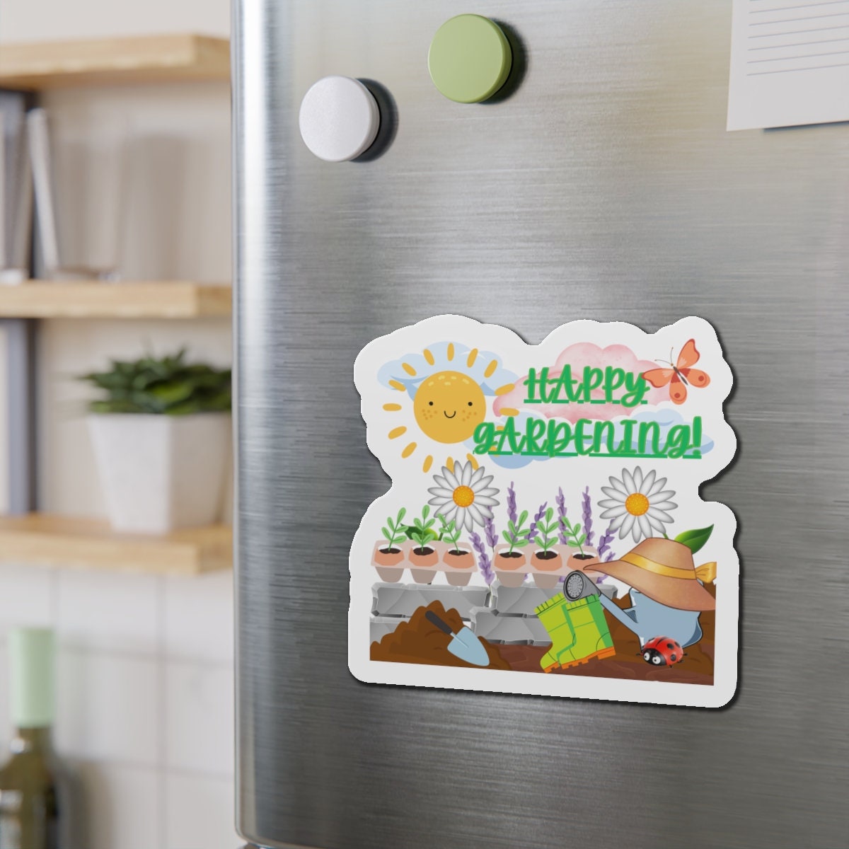 Die-cut Magnets With Fun Garden Print, Happy Gardening, New Design ...