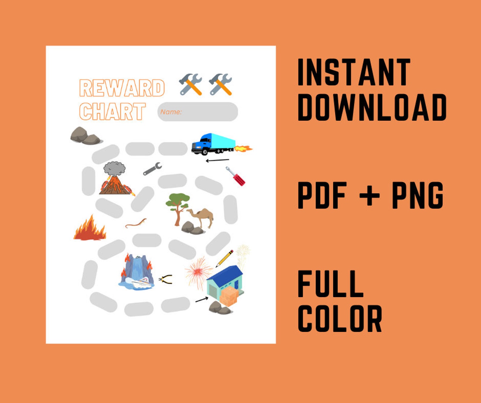Big Truck Behavior Chart | Printable Download | Chore Chart | Daily ...