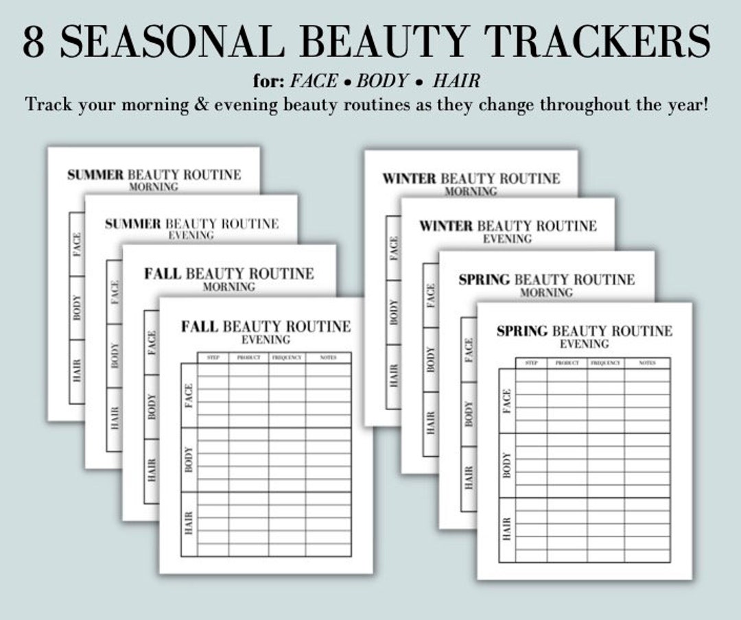 Seasonal Beauty Routine | Fillable | Printable Download | Beauty Chart ...