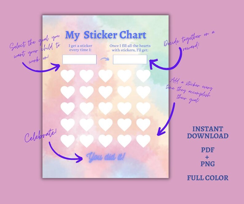 My Cotton Candy Sticker Chart | Printable Download | Chore Chart ...