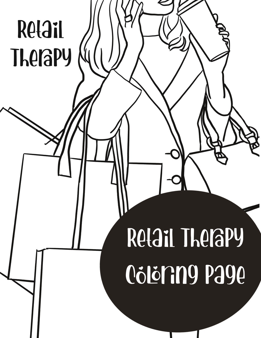 Retail Therapy Coloring Page - Etsy