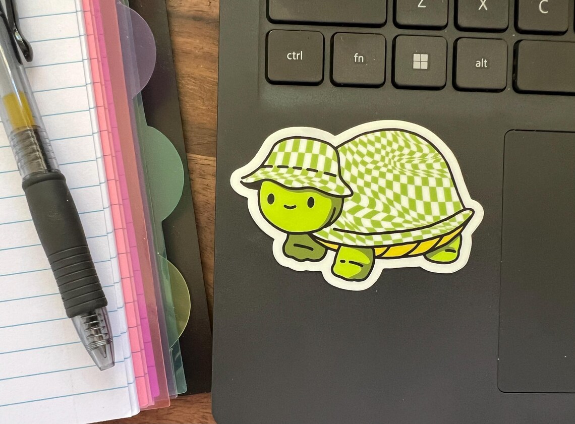 Cute Turtle Waterproof Vinyl Sticker, Original Art Decal - Etsy