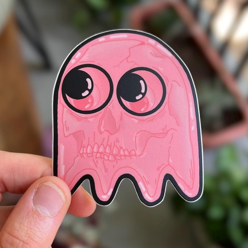 Spooky Pacman Ghost Sticker: Original Vinyl Decal - Etsy
