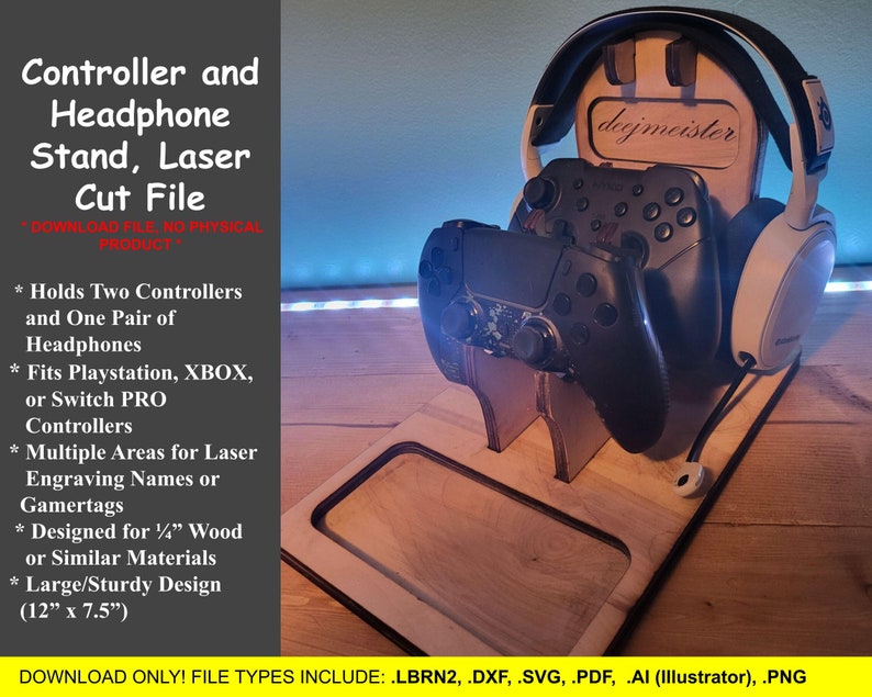 Controller and Headphone Stand, Instant Download File for Laser Cutting ...