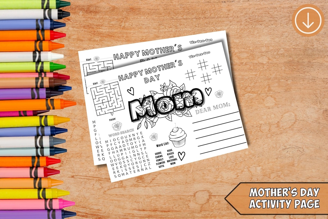 Printable Mother’s Day Placemats, Printable Coloring Placemat, Kid’s ...