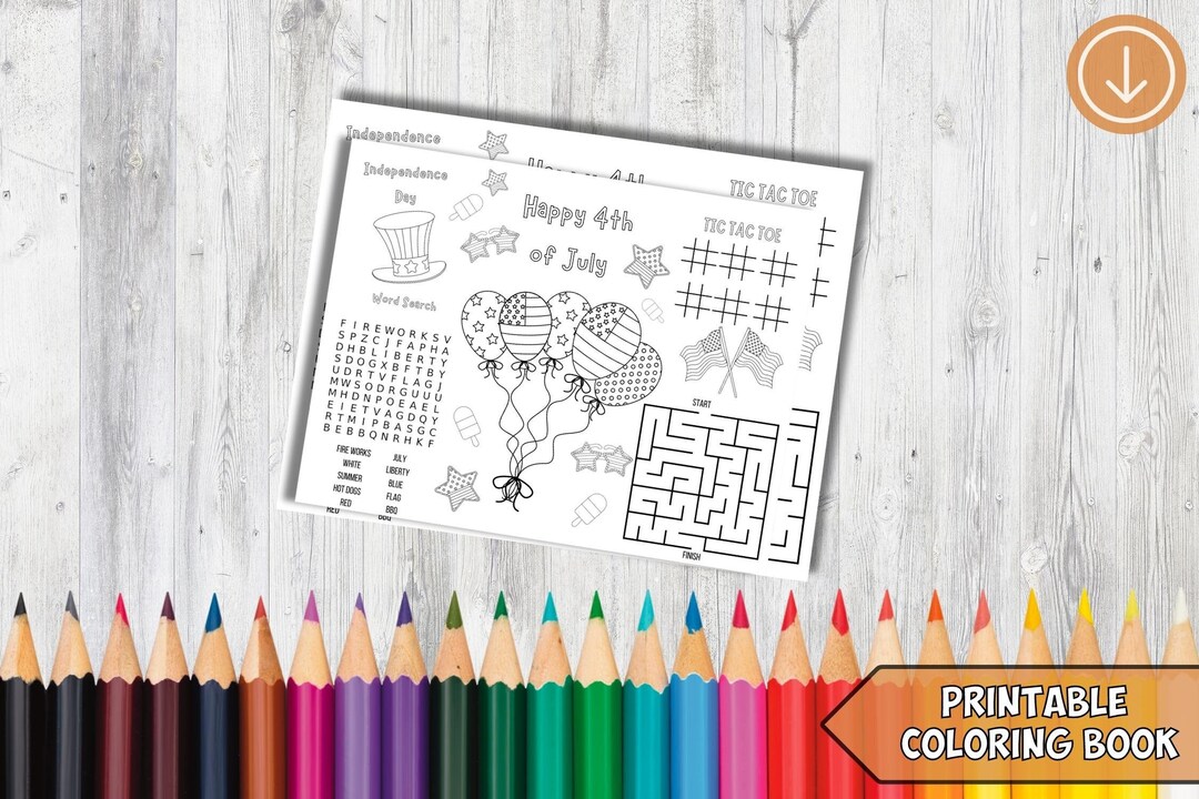 Fourth of July Placemat, Printable Coloring Placemat, Kid’s Activities ...