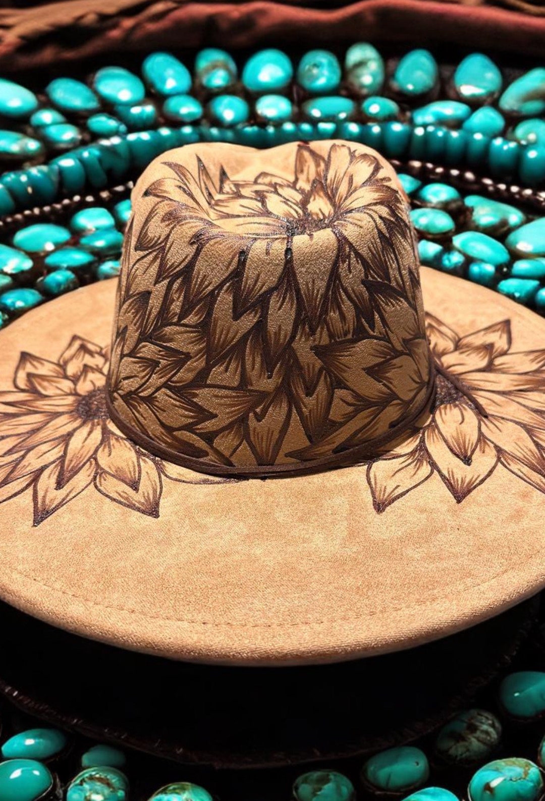Sunflowers, Wildflowers, Custom Boho Hat, Boho Hat, Western Hat, Custom ...