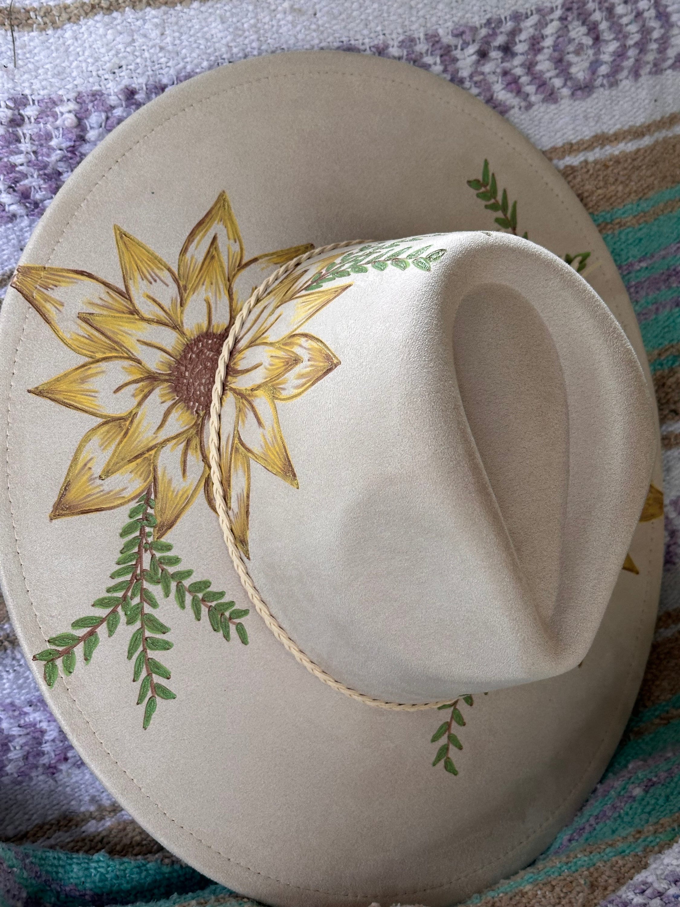 Sunflowers, Wildflowers, Custom Boho Hat, Boho Hat, Western Hat, Custom ...