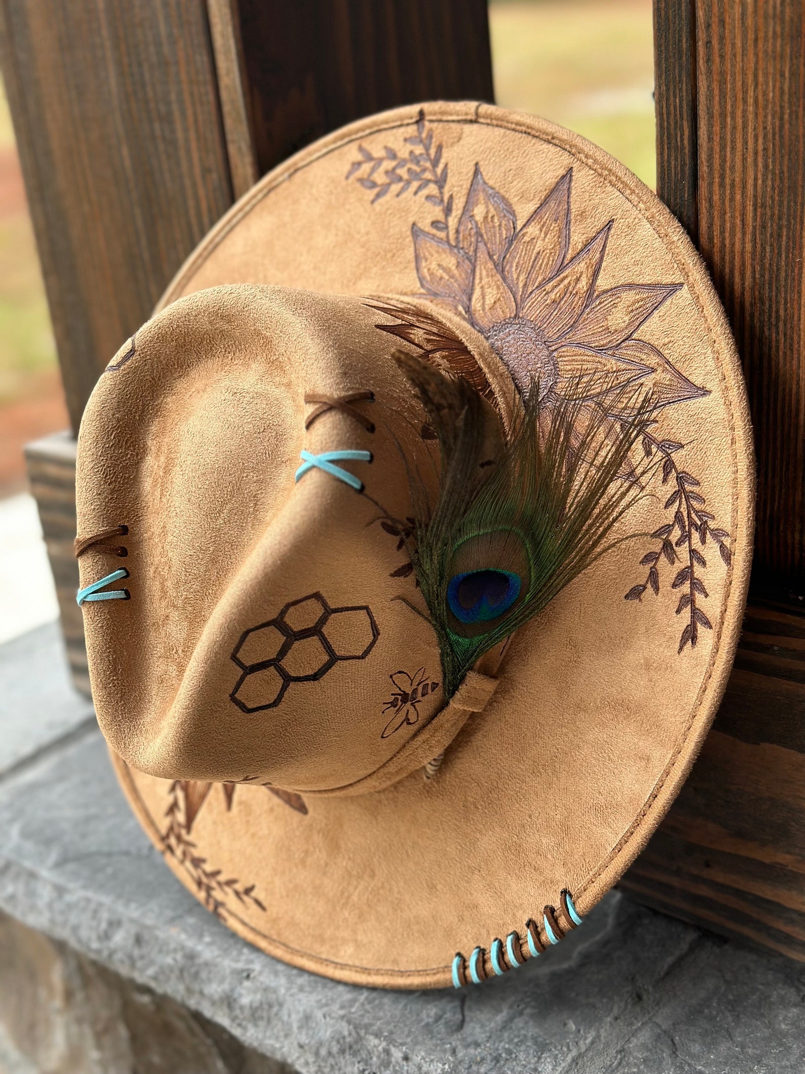Honeycomb and Wildflowers, Custom Boho Hat, Boho Hat, Western Hat ...