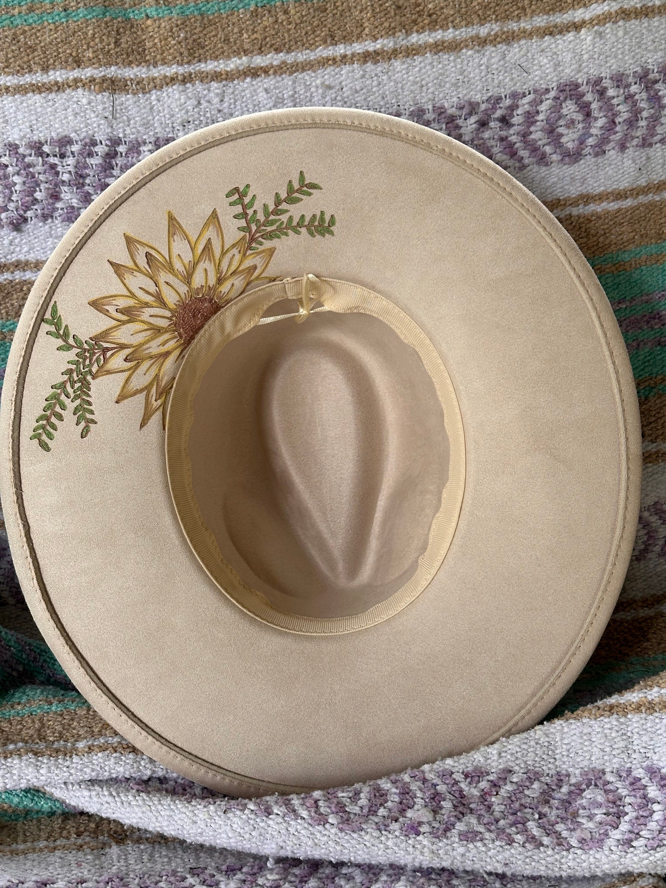 Sunflowers, Wildflowers, Custom Boho Hat, Boho Hat, Western Hat, Custom ...