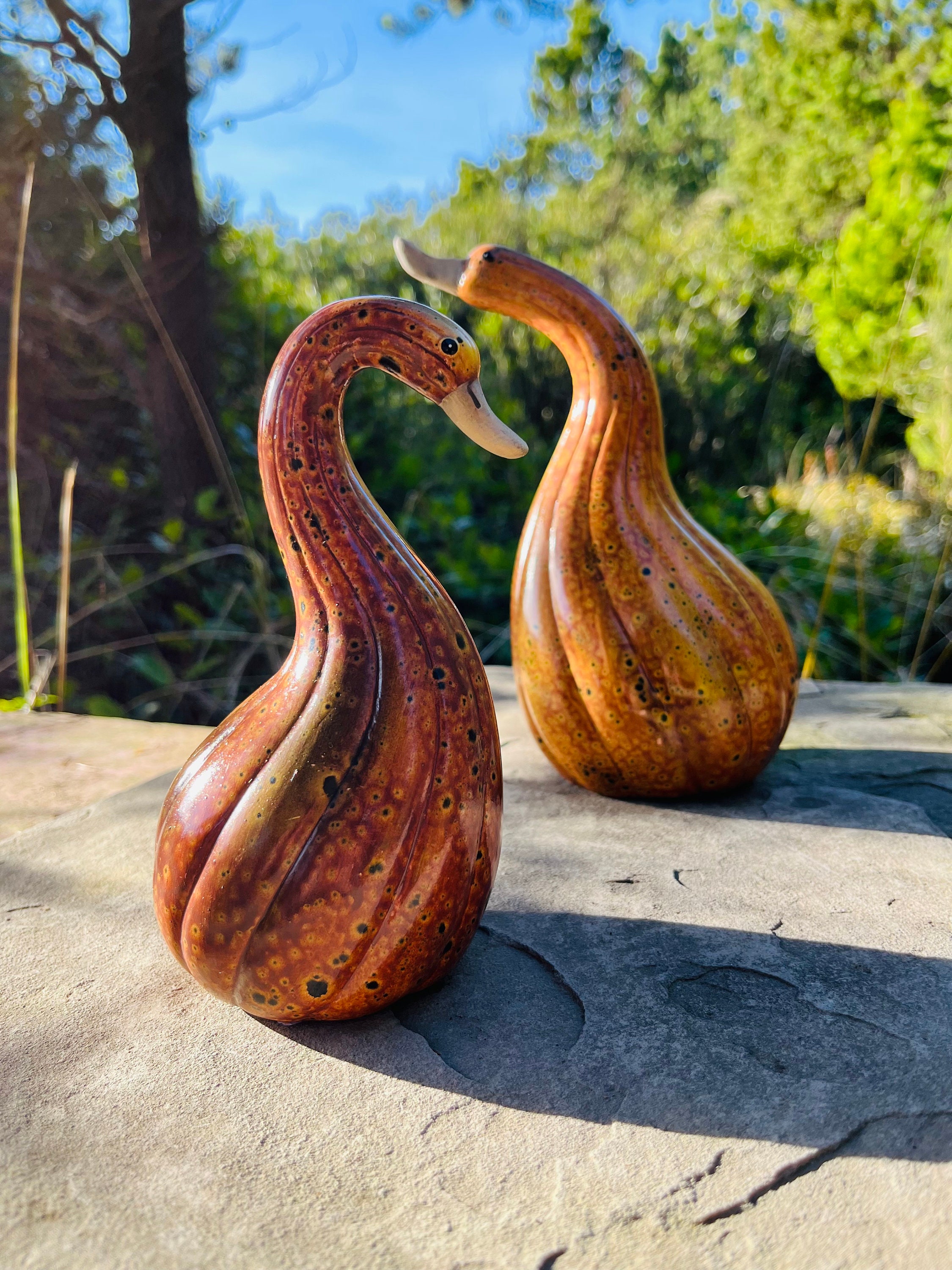 Ceramic Gourd Ducks/ Duck Figurines/ Set of Two Ceramic Ducks - Etsy