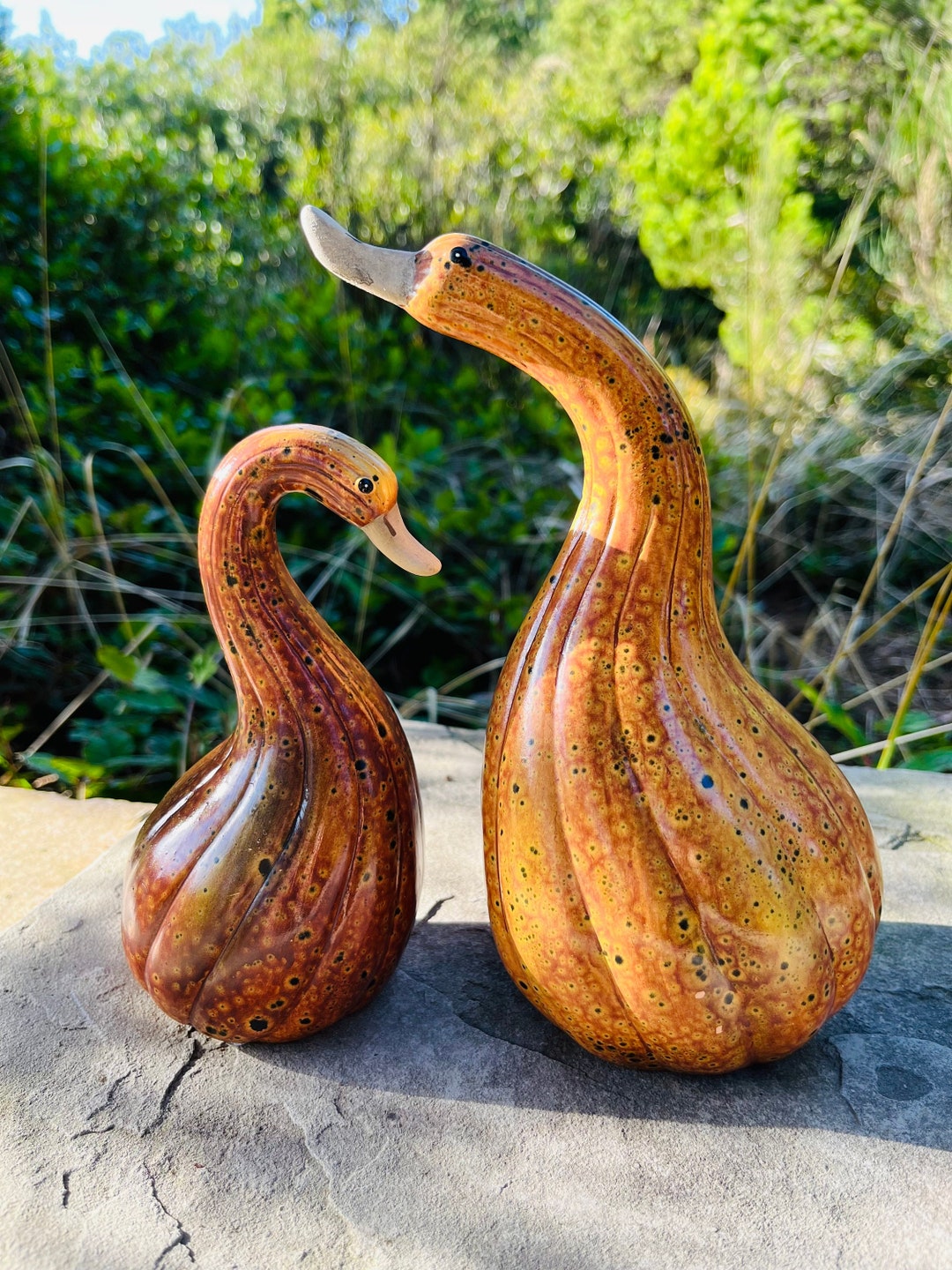 Ceramic Gourd Ducks/ Duck Figurines/ Set of Two Ceramic Ducks - Etsy