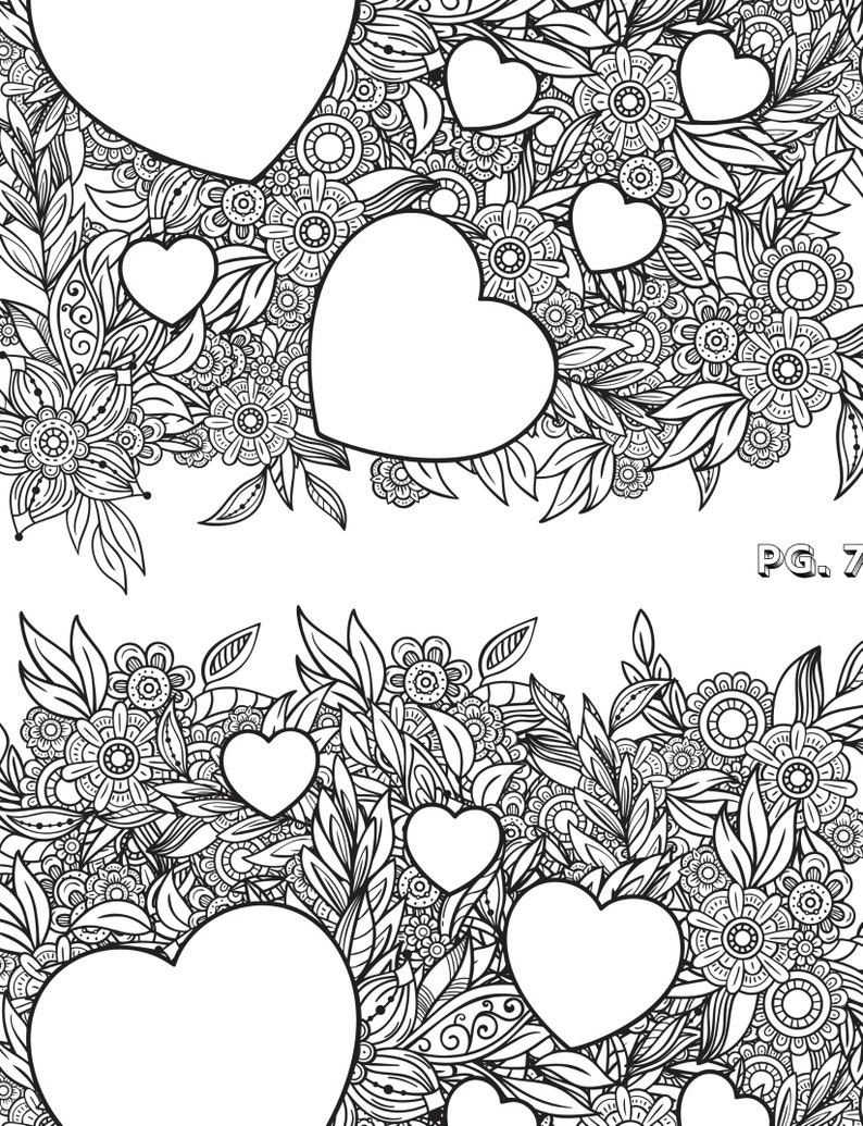 Valentine's Day Coloring Pages, Mandala, Hearts, Printable PDF ...