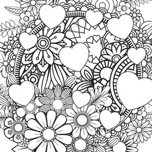 Valentine's Day Coloring Pages, Mandala, Hearts, Printable PDF ...