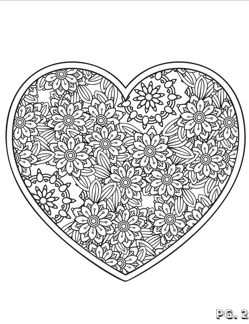 Valentine's Day Coloring Pages, Mandala, Hearts, Printable PDF ...