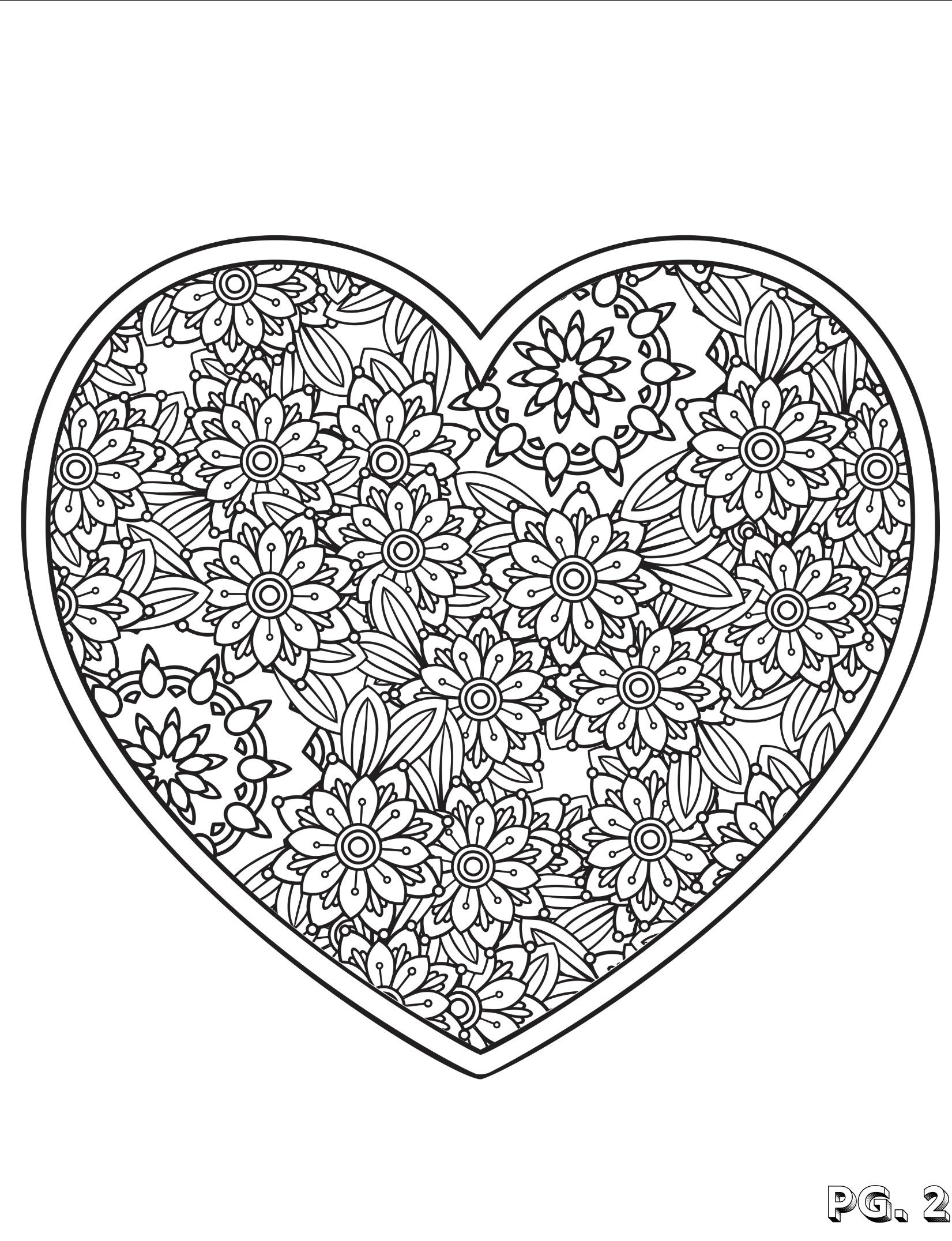 Valentine's Day Coloring Pages, Mandala, Hearts, Printable PDF ...