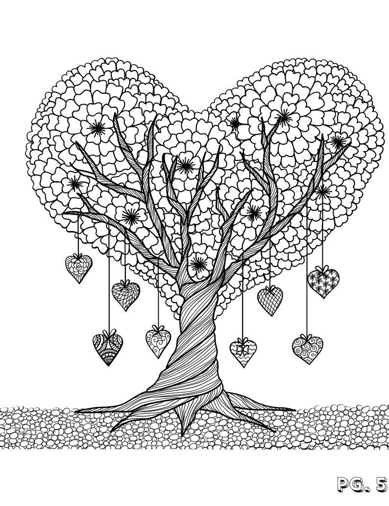 Valentine's Day Coloring Pages, Mandala, Hearts, Printable PDF ...
