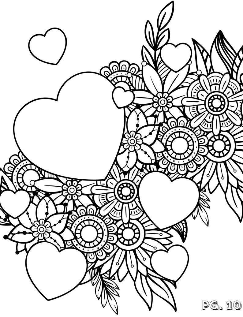 Valentine's Day Coloring Pages, Mandala, Hearts, Printable PDF ...