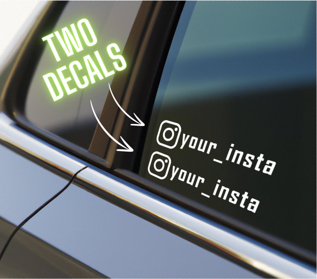 Set of 2 - Customized Instagram Vinyl Decal- Insta Handle Custom Size ...