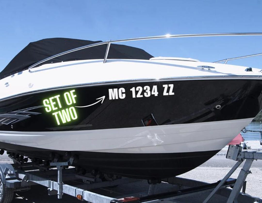 Set of 2 Custom Boat Registration Vinyl Decal - Letters / Numbers ...