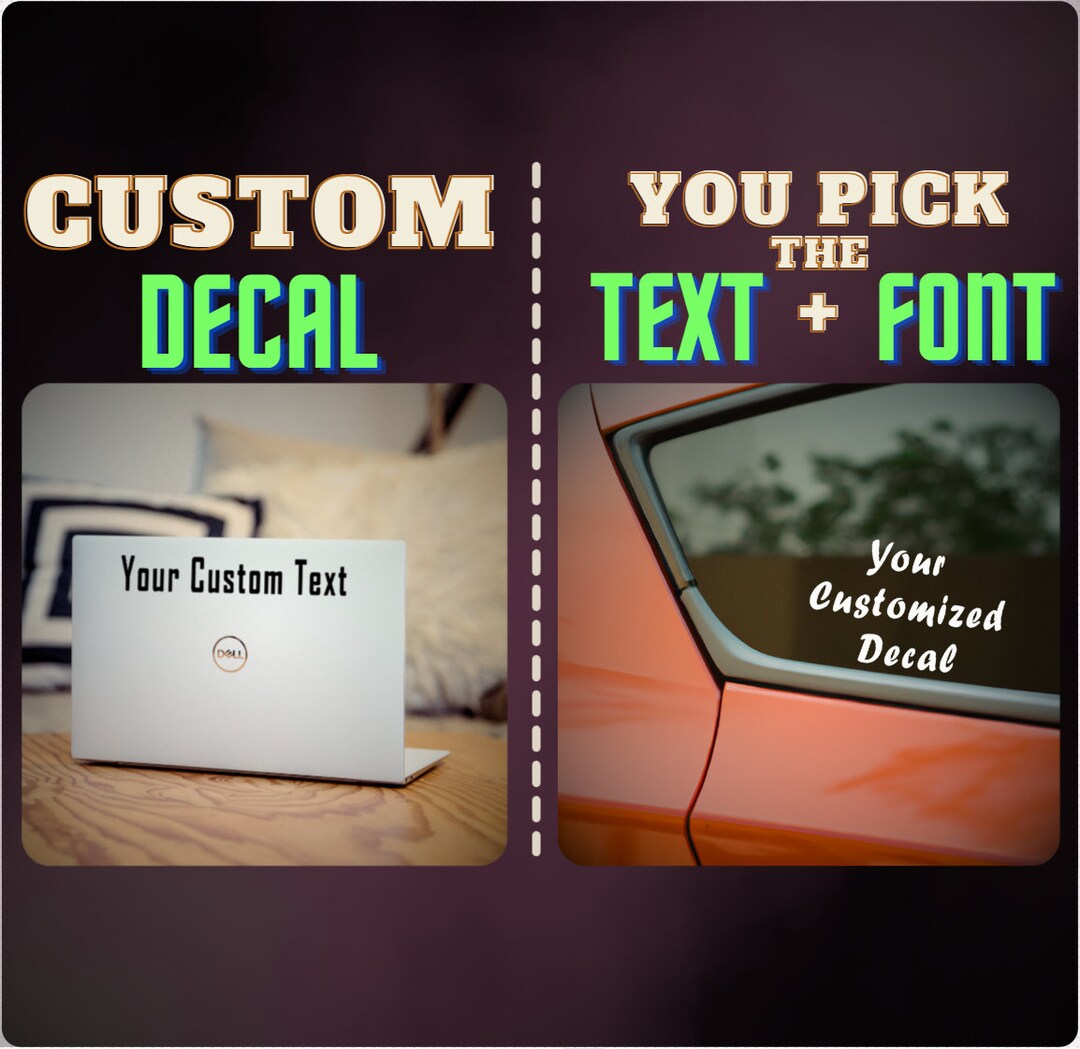 Custom Text Vinyl Decal -- Pick Your Own Font, Length, Color for Your ...