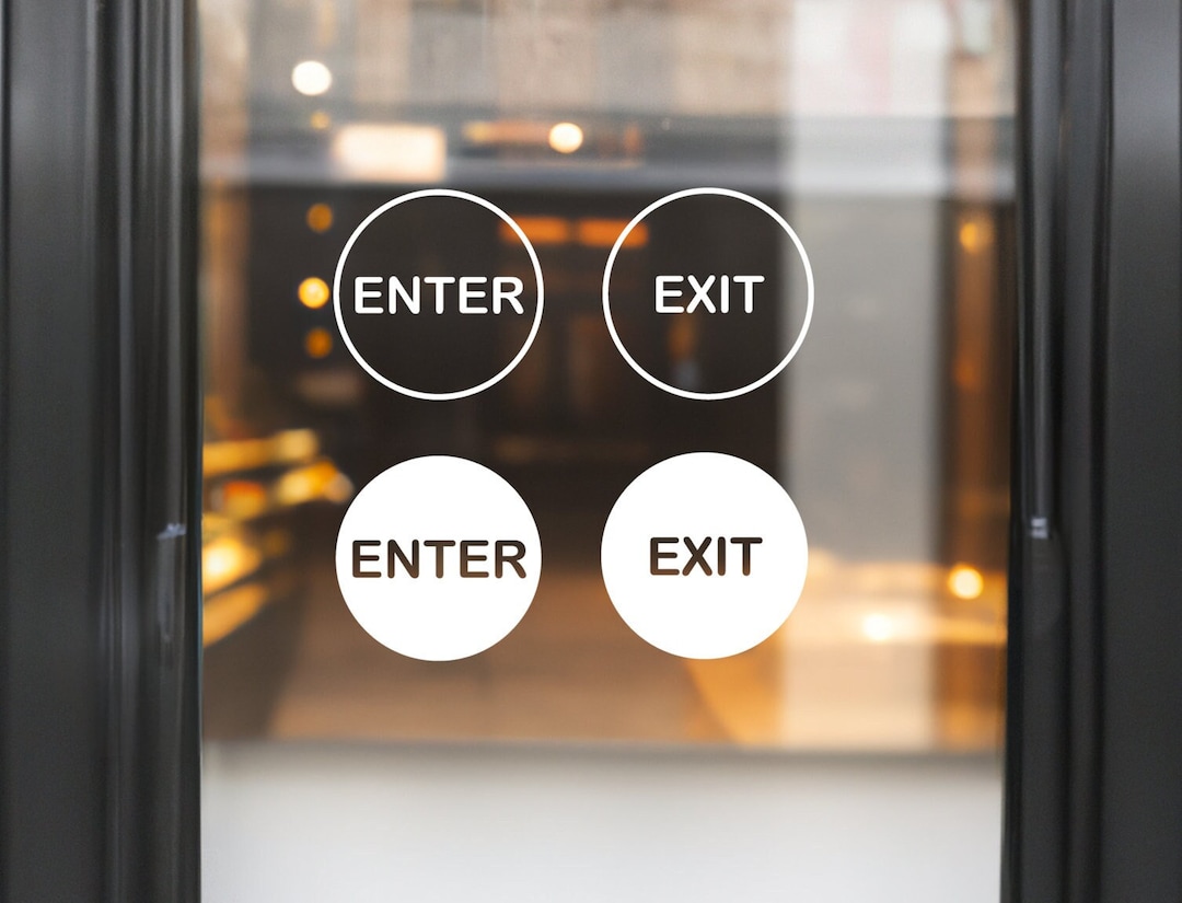 Business Door Enter/exit Decal Circle Set - Design and Size Options ...