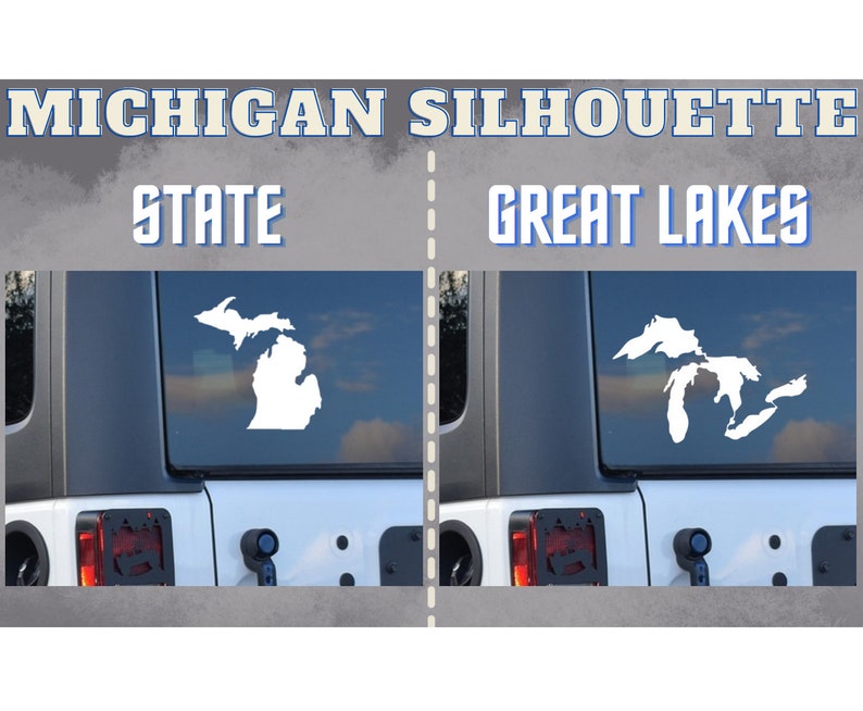 State of Michigan Great Lakes vinyl Decal State Silhouette Custom Size ...