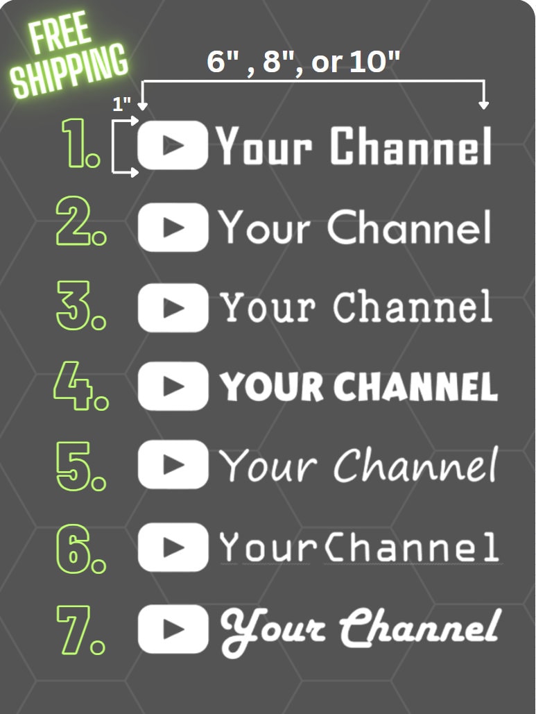Customized Youtube Channel Vinyl Decal Custom Size Decal Sticker - Etsy