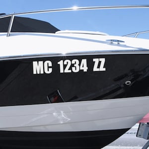Set of 2 Custom Boat Registration Vinyl Decal - Letters / Numbers ...