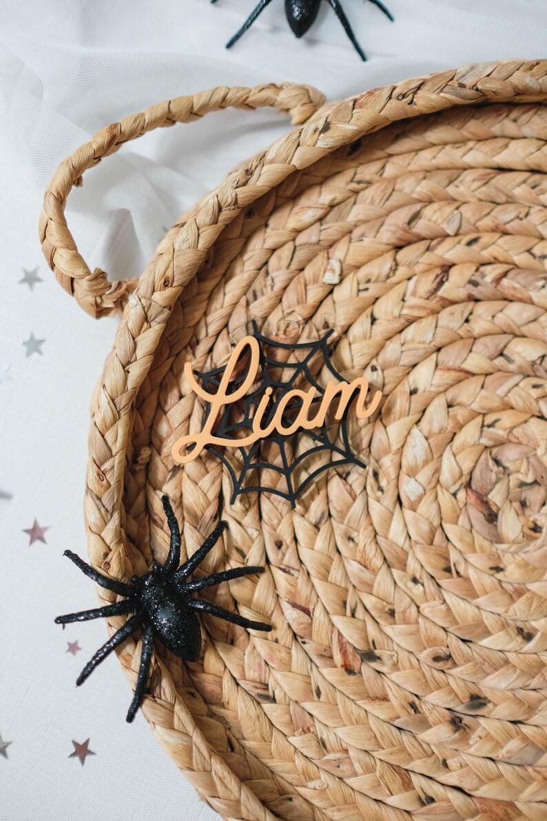 Spider Web Name Tag SVG, Personalized Halloween Boo Basket (laser Cut ...