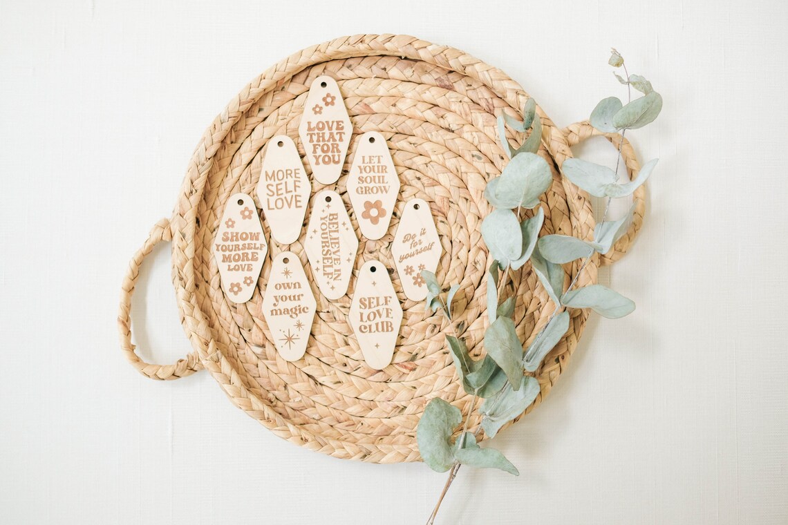 Self Love Keychains Retro Keychains Motel Keychains - Etsy