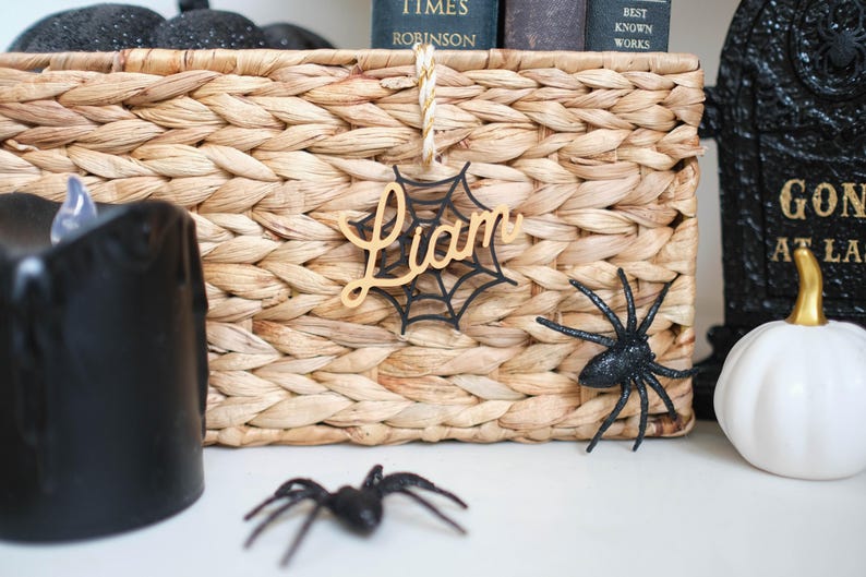 Spider Web Name Tag SVG, Personalized Halloween Boo Basket (laser Cut ...