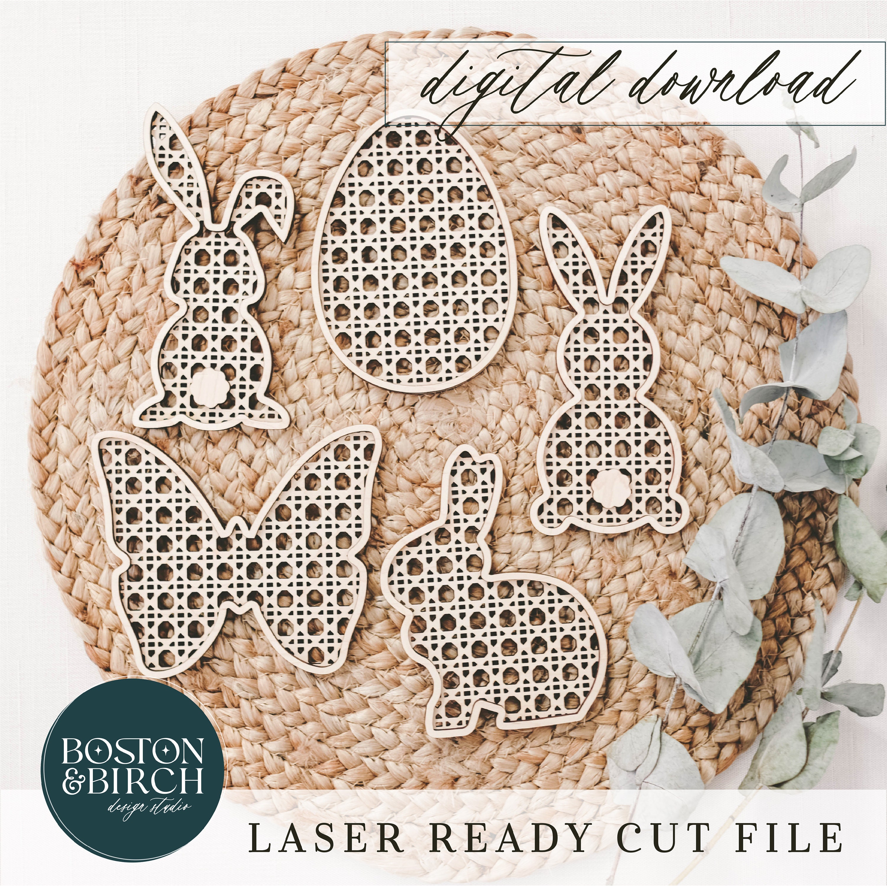 Easter Rattan Cane Bundle SVG Glowforge Cut File Easter Rattan Wicker ...