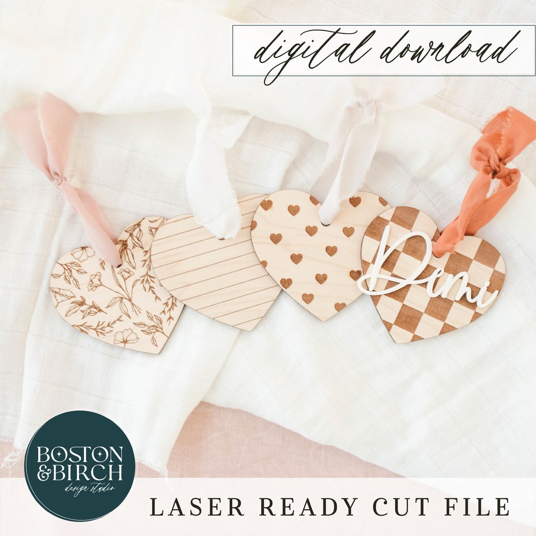 Valentine Pattern Heart Tag SVG Valentines Day Basket Laser Ready Cut ...