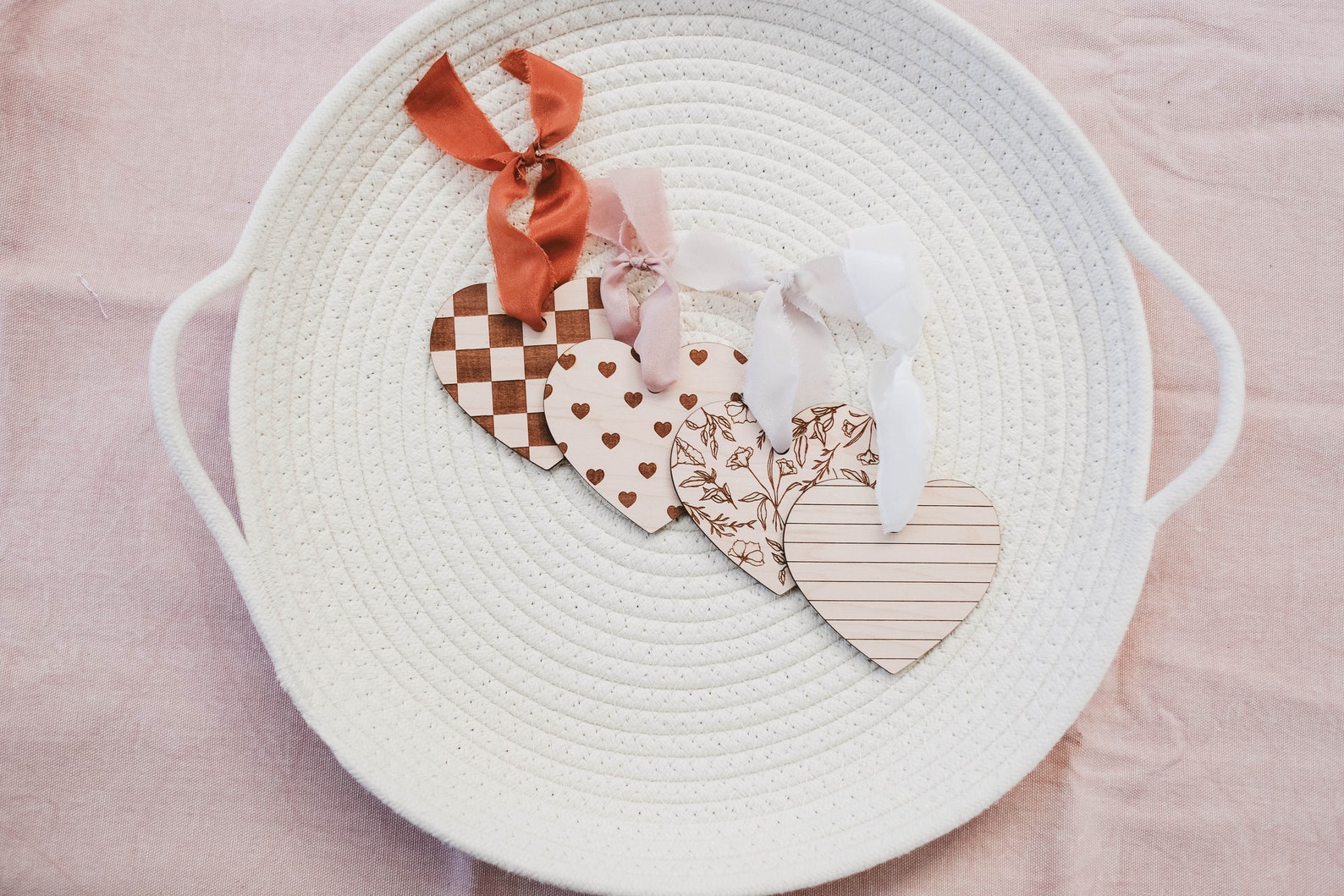 Personalized Wooden Heart Name Tag Valentine Gift Tag Custom Checkered ...