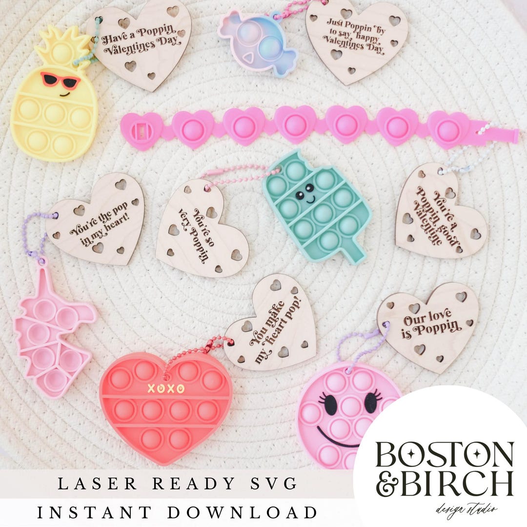 Valentine Pop It Cards SVG – Laser Cut File, Kids Exchange (digital ...