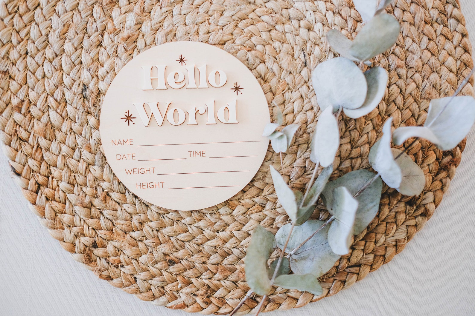 Hello World Baby Announcement Sign I'm Here Sign Newborn Birth Sign ...