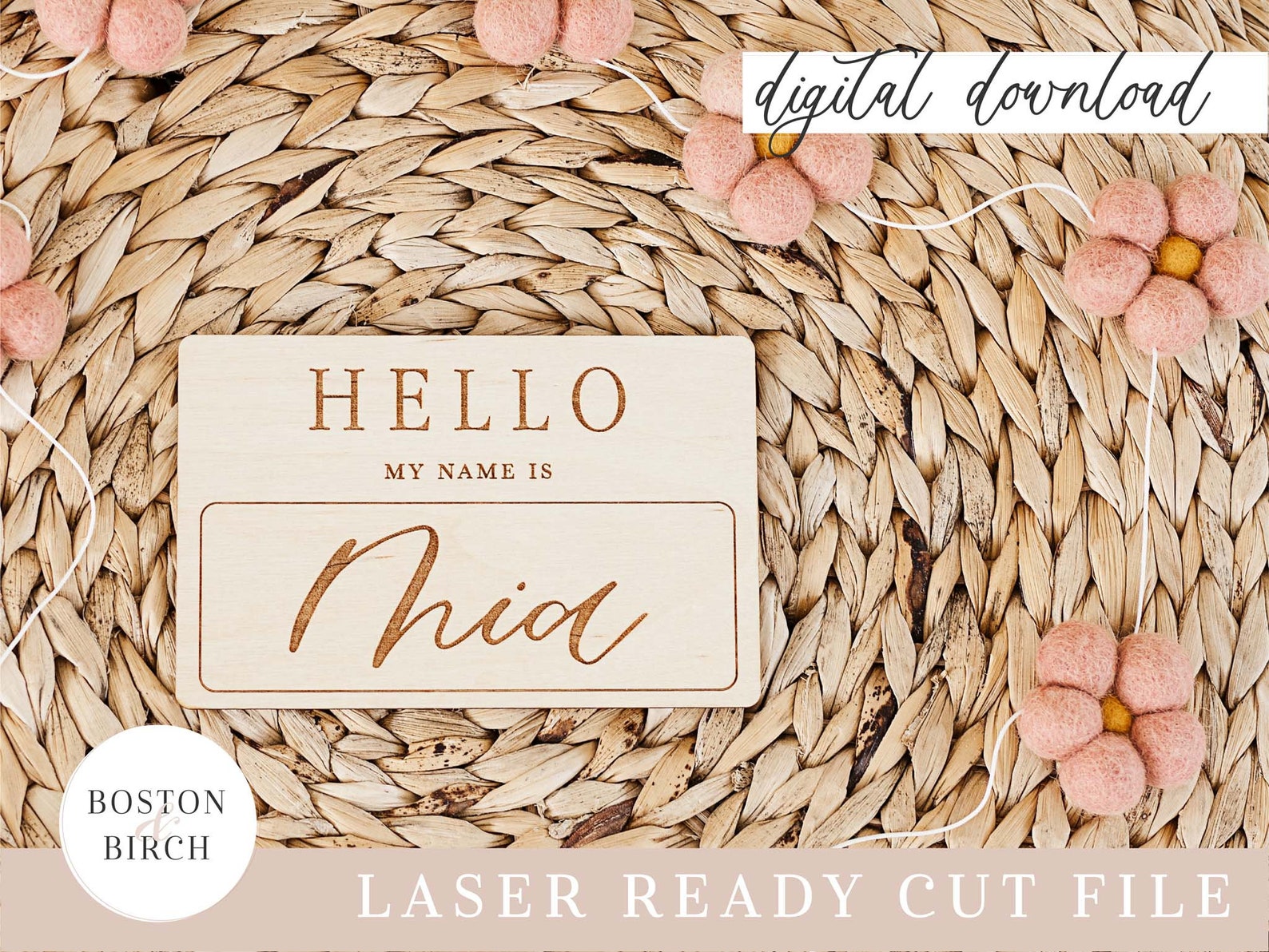 Hello My Name is Welcome Baby Sign Newborn Announcement Sign Digital ...