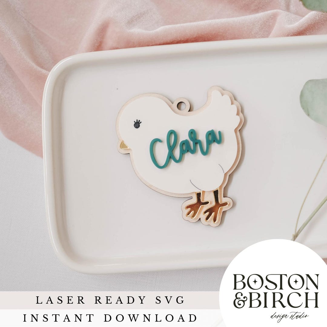 Vintage Easter Chick Basket Tag SVG | Laser Cut File (digital Download ...